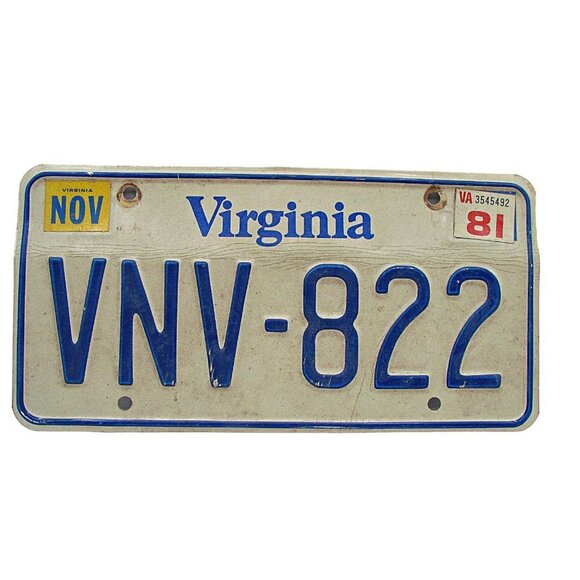 Vintage License Plate | Other | Vintage 981 Va Virginia License Plate ...